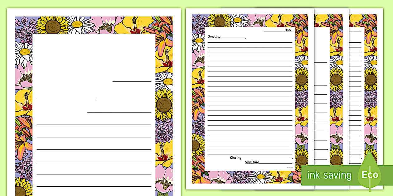 Lined Letter Writing Paper Template - English Resources