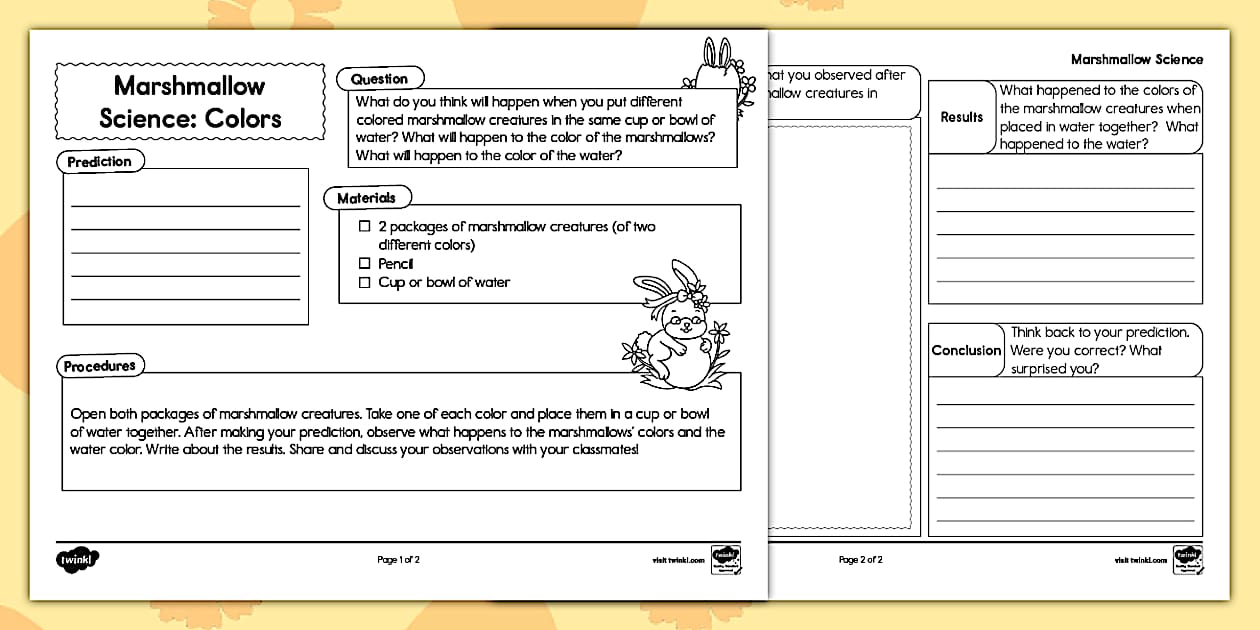 Kindergarten Easter Combining Colors Marshmallow Creatures