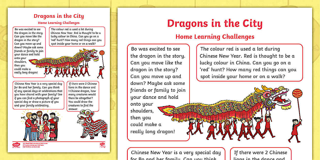 Dragons in the City Home Learning Challenges Nursery FS1
