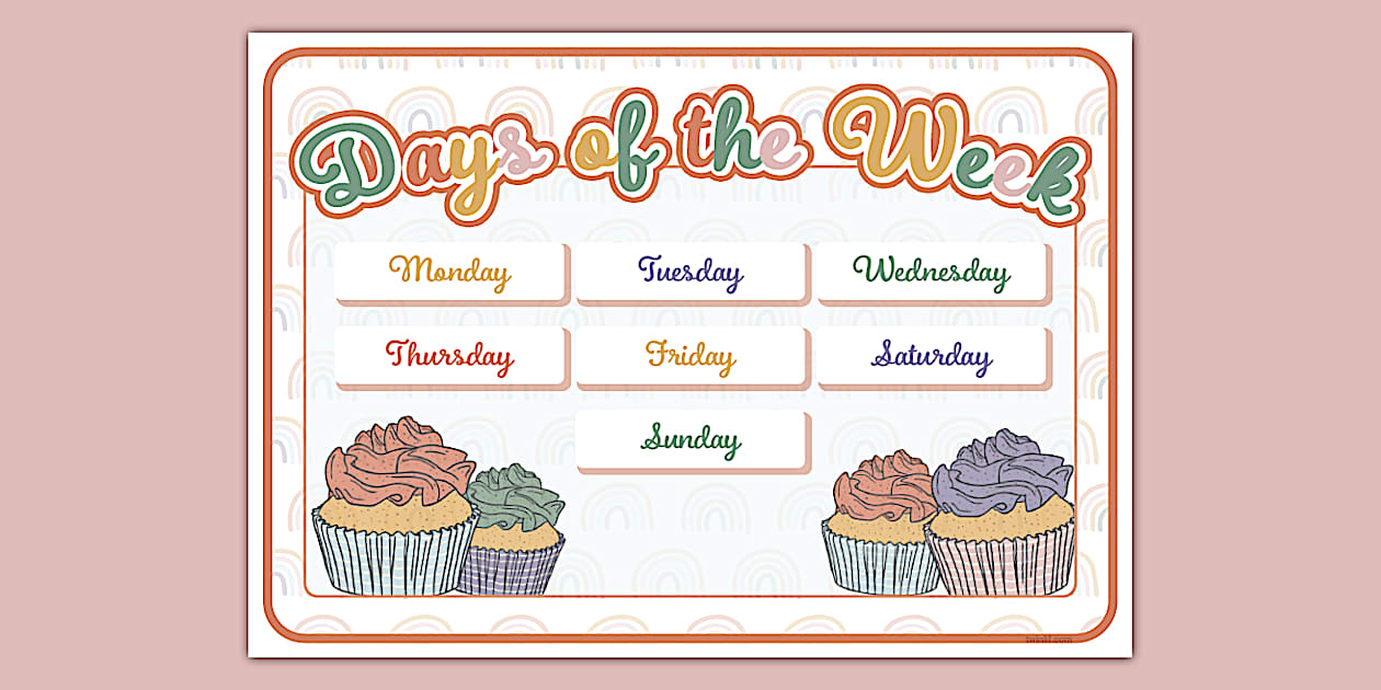 👉 Muted Rainbow-Themed Days of the Week Poster - Twinkl