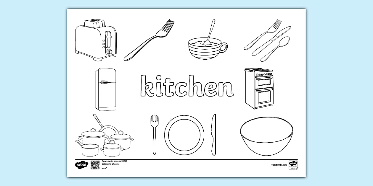 Kitchen Doodle Colouring Page (teacher made) - Twinkl