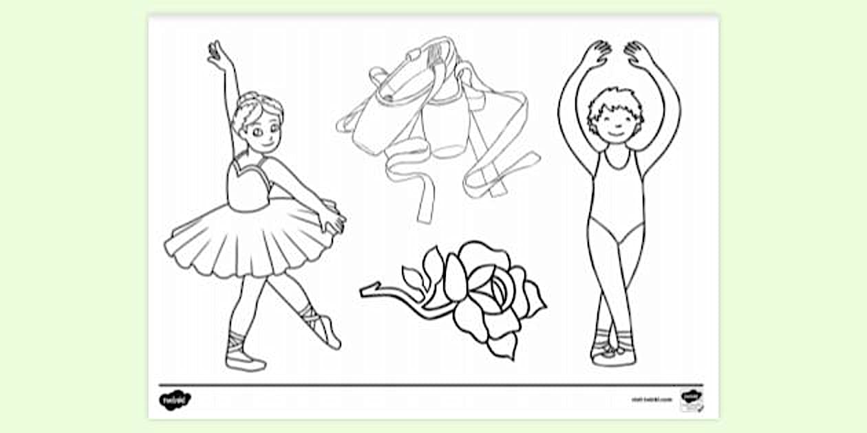 Ballet-Themed Colouring Sheet - Creative Activity - Twinkl