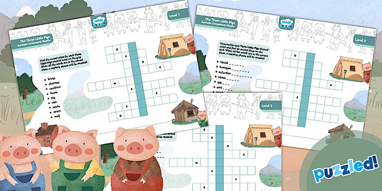 The Three Little Pigs Acrostic Crossword | Twinkl Puzzled