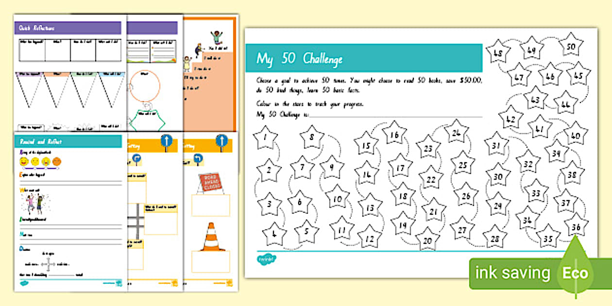 Wellbeing Journal Inserts – Goal Setting (teacher made)