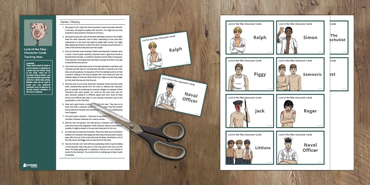 GCSE Lord of the Flies Character Cards Pack - Twinkl