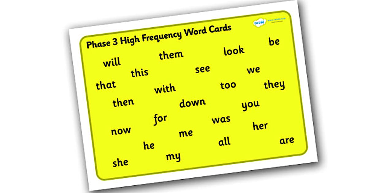 Phase 3 High Frequency Word Mat for Visually Impaired