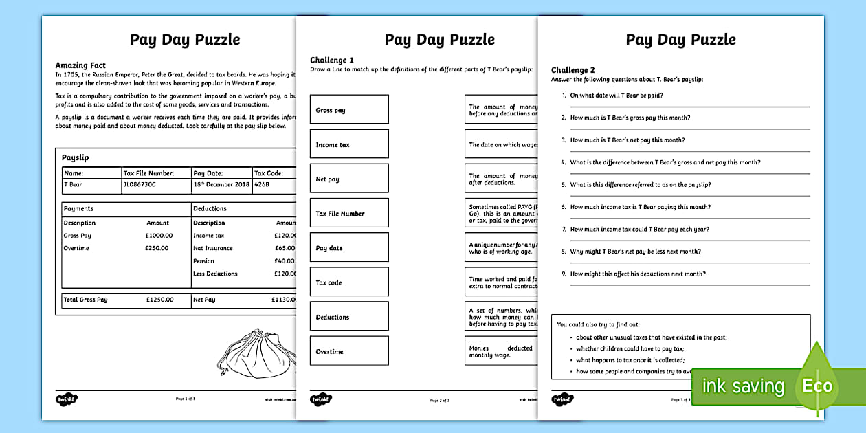 Australian Pay Day Puzzle Worksheet (teacher made) - Twinkl