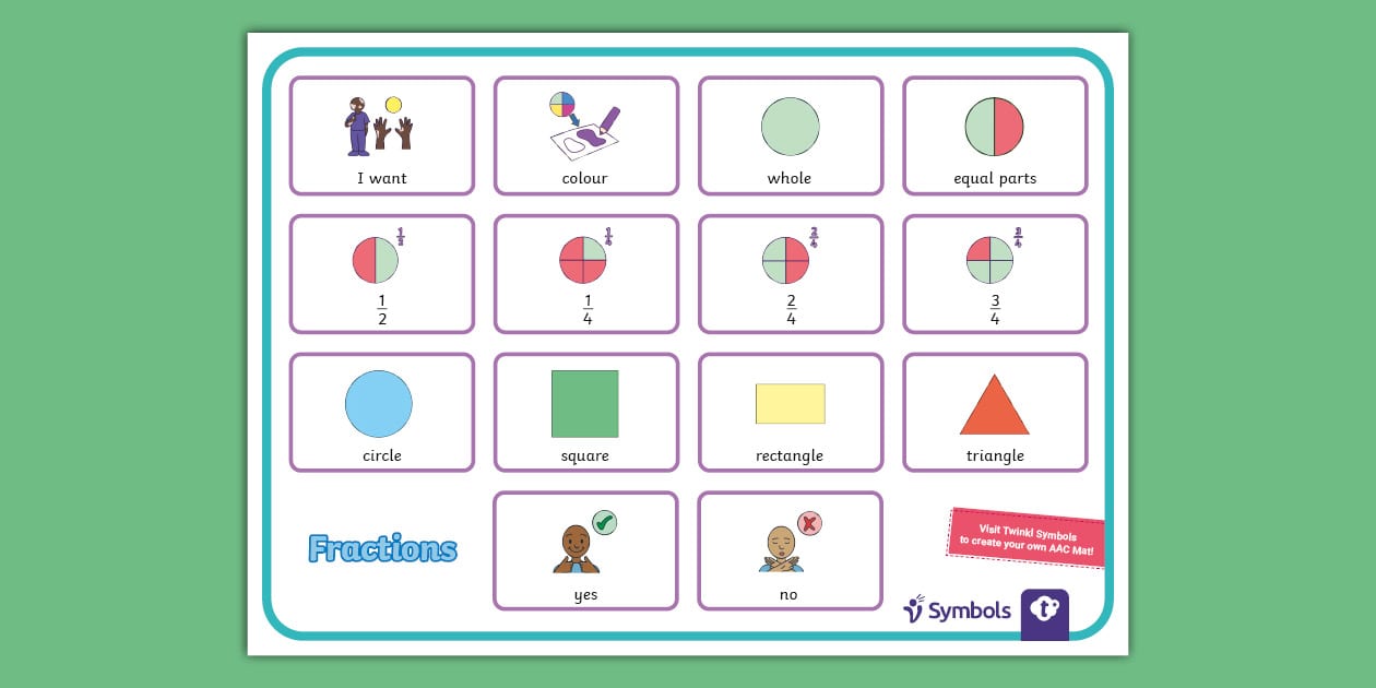 Twinkl Symbols: Fractions AAC Mat (Hecho por educadores)