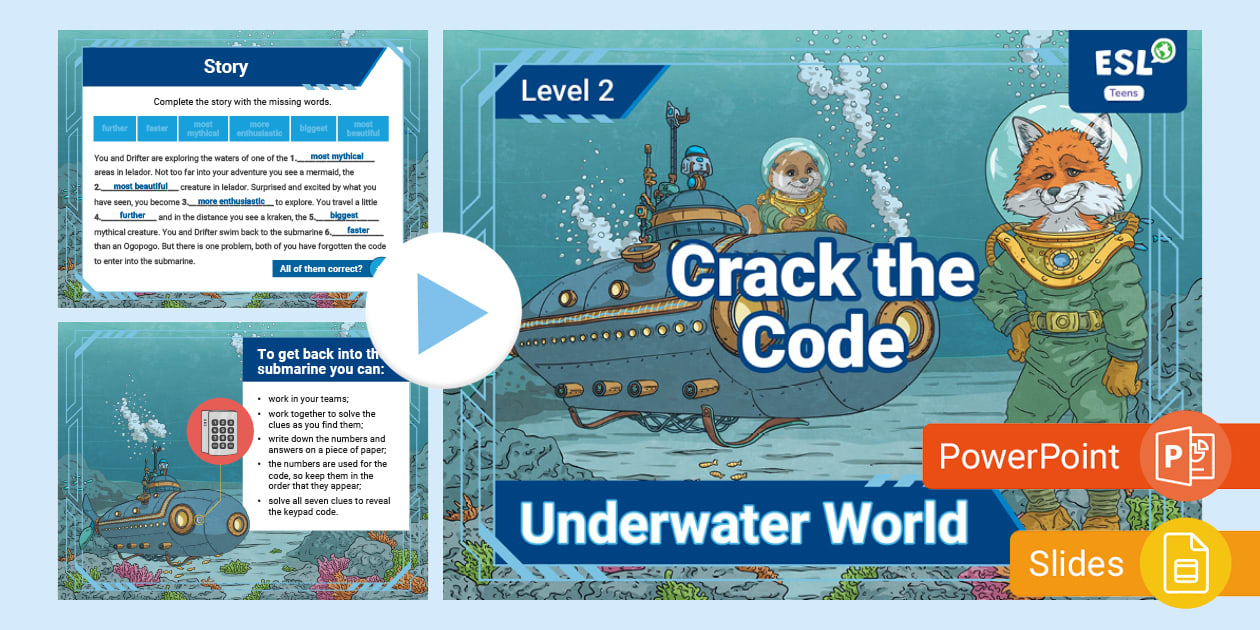 ESL Underwater World Level 2 - Crack the Code Activity