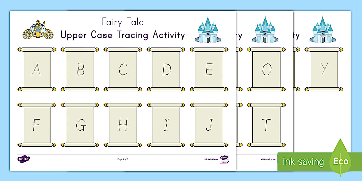 Fairy Tale Uppercase Letter Tracing Worksheet (teacher made)