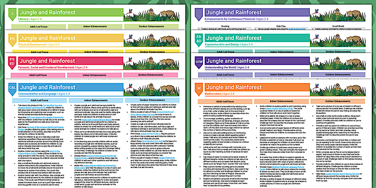 EYFS Jungle & Rainforest Planning & Continuous Provision 2-4