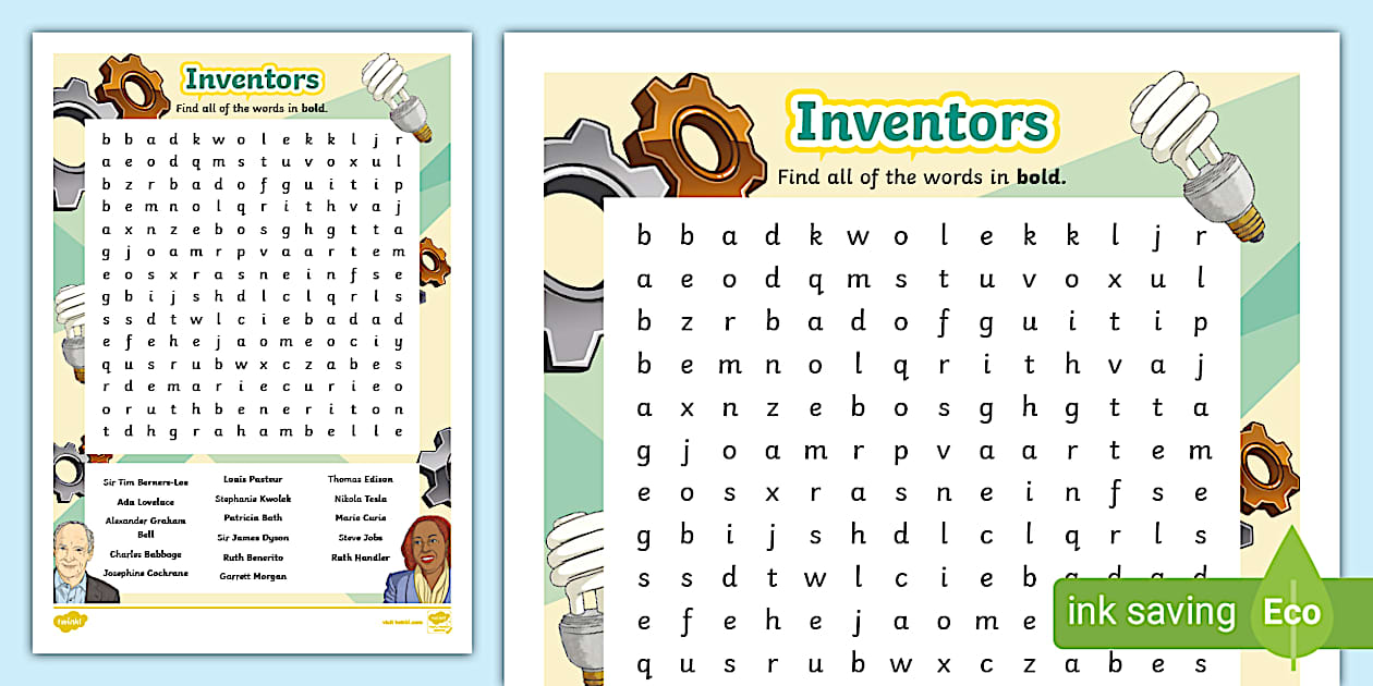 KS2 Inventors Word Search - Significant Individuals - Twinkl
