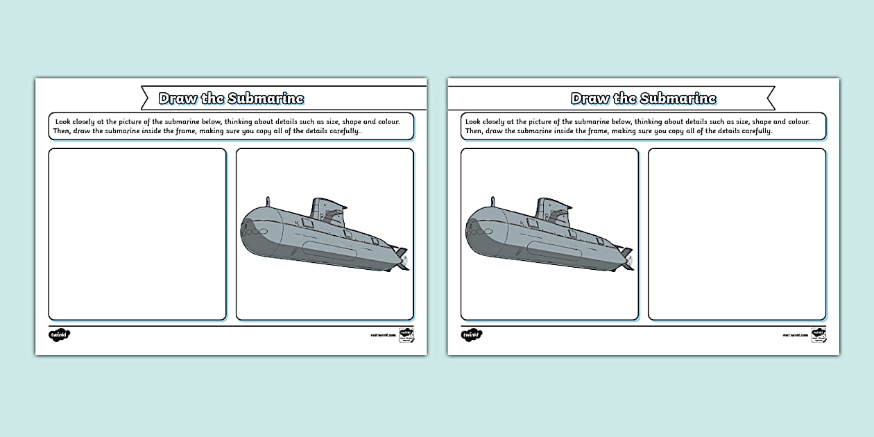 Draw the Submarine Worksheet (teacher made) - Twinkl