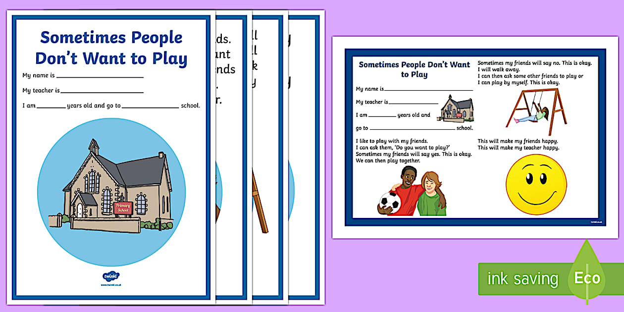 Download Social Stories for when Friends don't want to Play