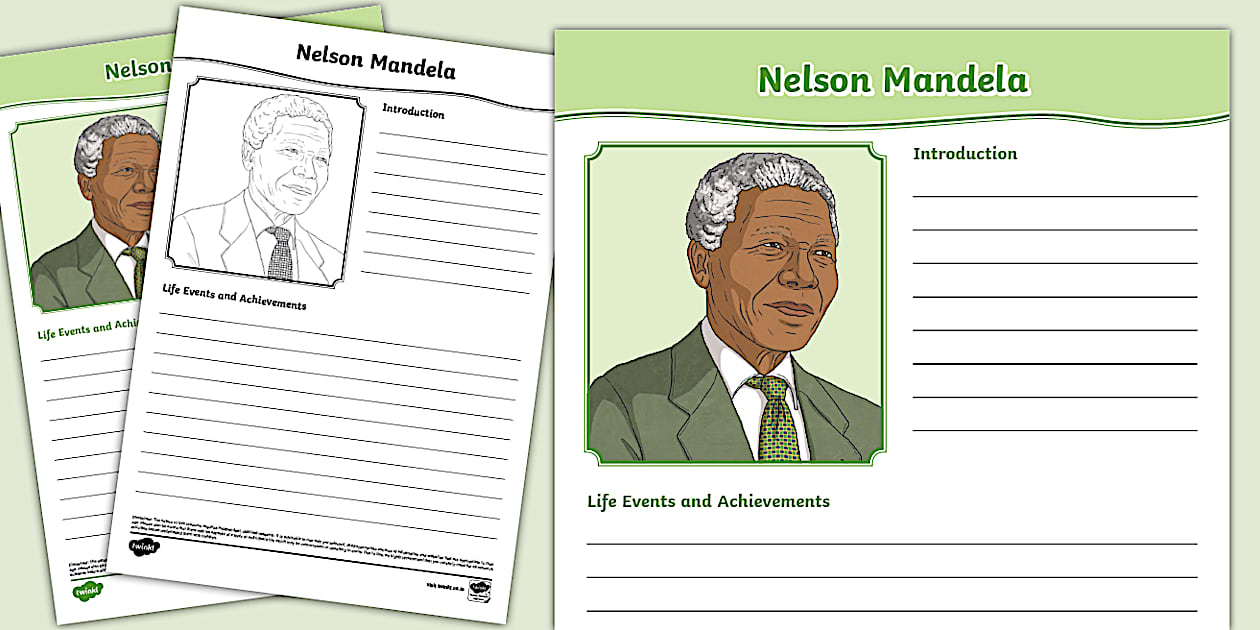 Nelson Mandela Biography Template (Teacher-Made) - Twinkl