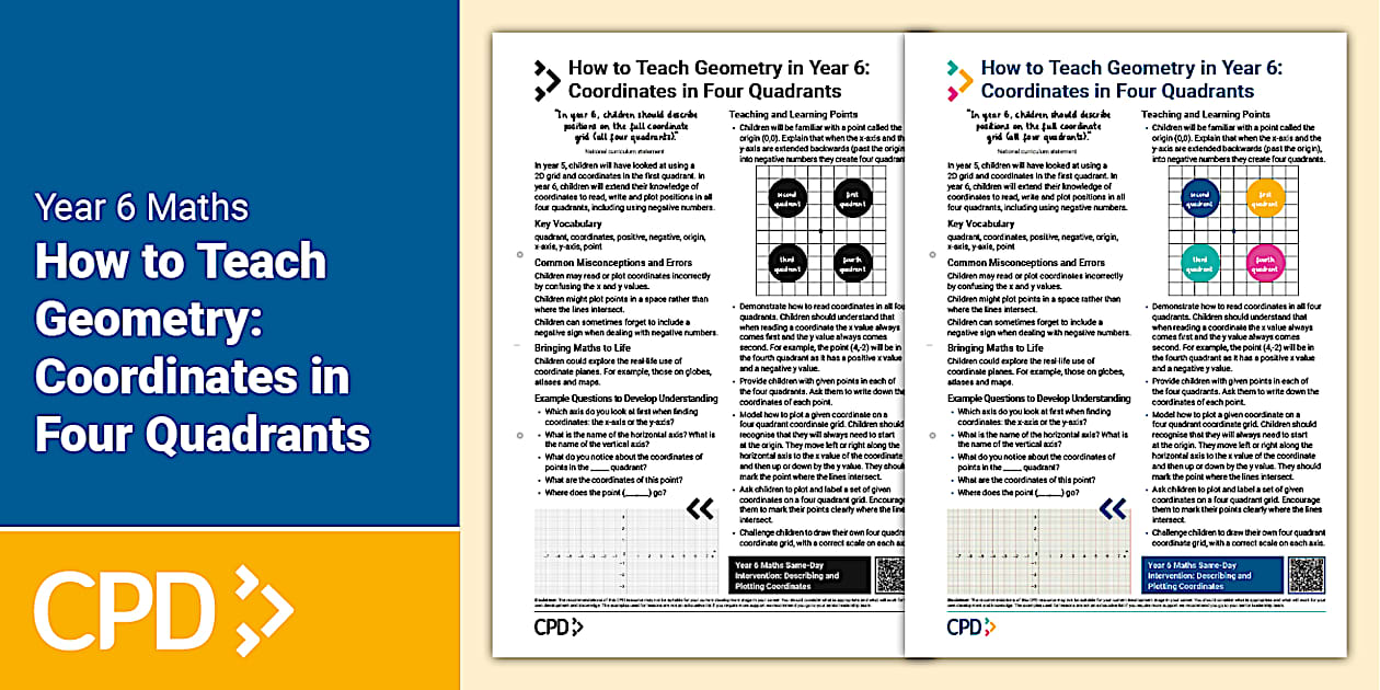 How to Teach Geometry in Year 6: Coordinates in Four Quadrants