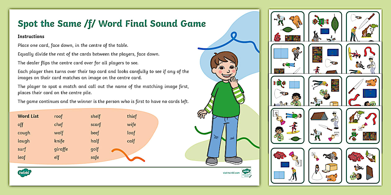 Spot the Same /f/ Word Final Sound Game - Twinkl