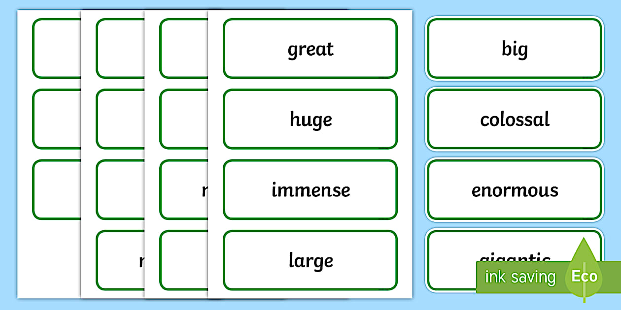 Cursive Size Adjectives Word Cards (teacher made) - Twinkl