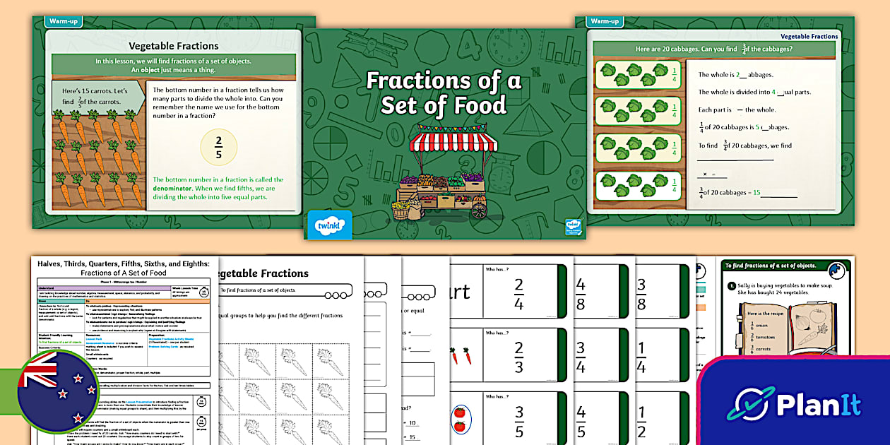 Phase 1 Number: Fractions of a Set of Food (teacher made)