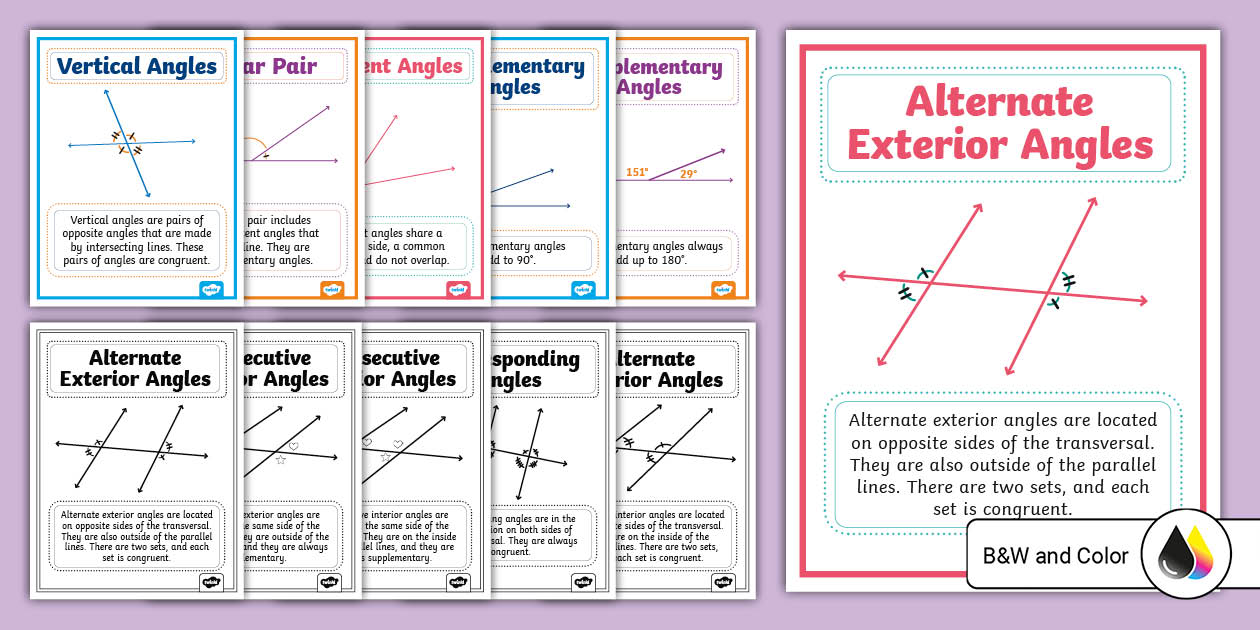 Eighth Grade Special Angle Pairs Poster Pack (Teacher-Made)