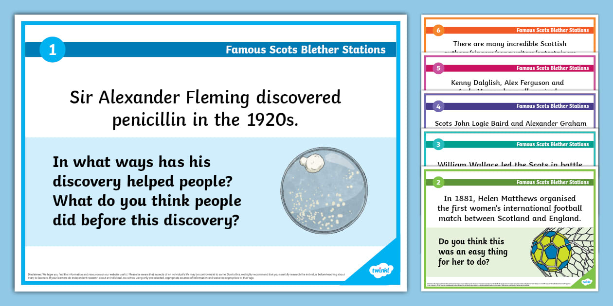 Famous Scots Blether Stations (teacher made) - Twinkl Famous Scots Blether Stations (teacher made) - Twinkl