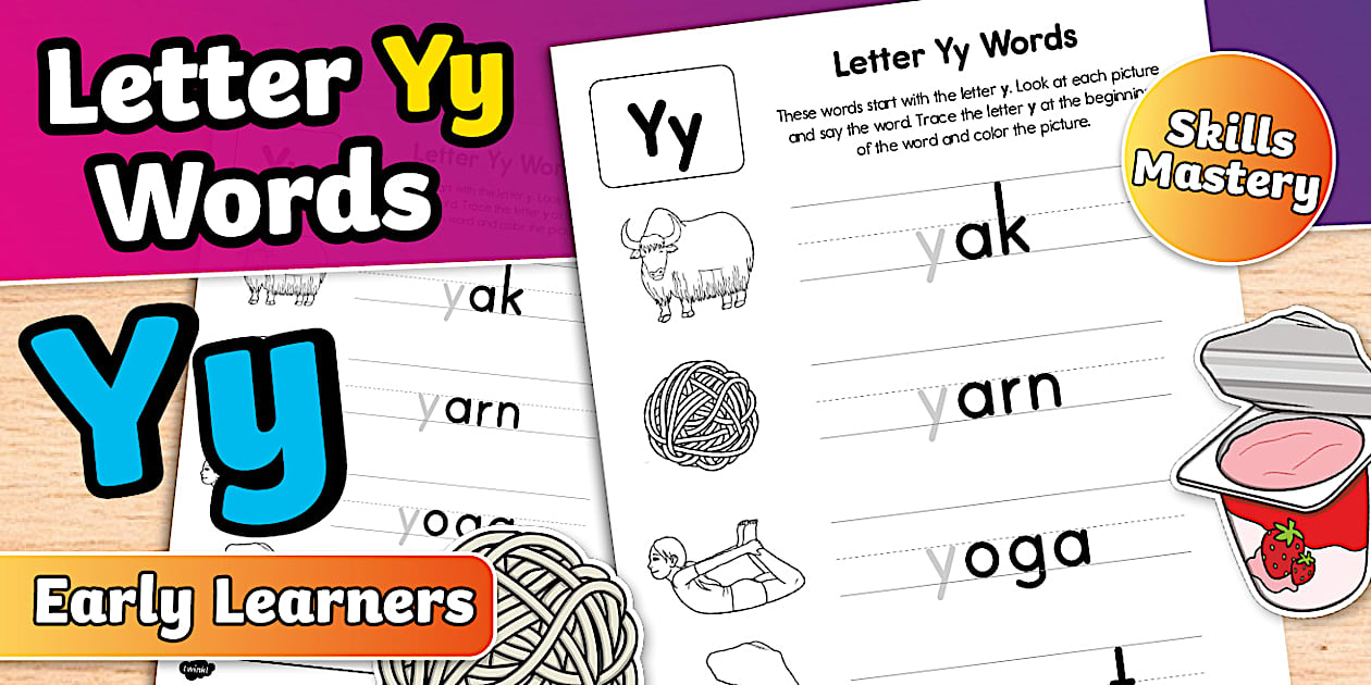 Letter Yy Words: Letter Recognition Worksheet for PreK-K