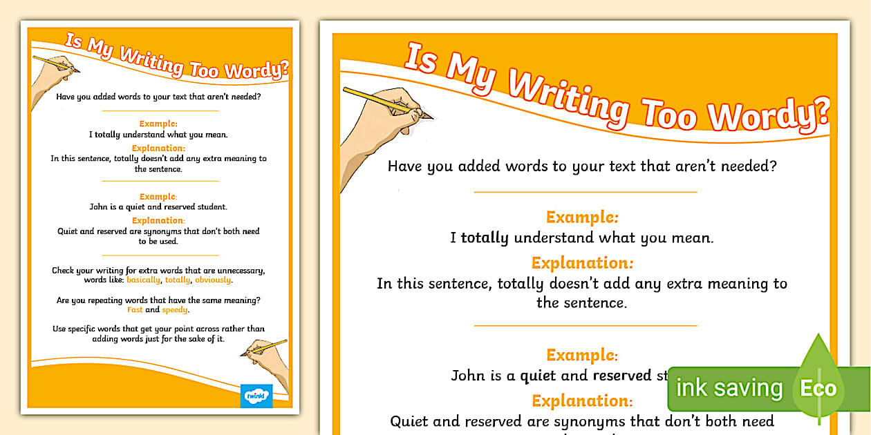 Wordiness and Redundancy Poster | Primary Resources - Twinkl