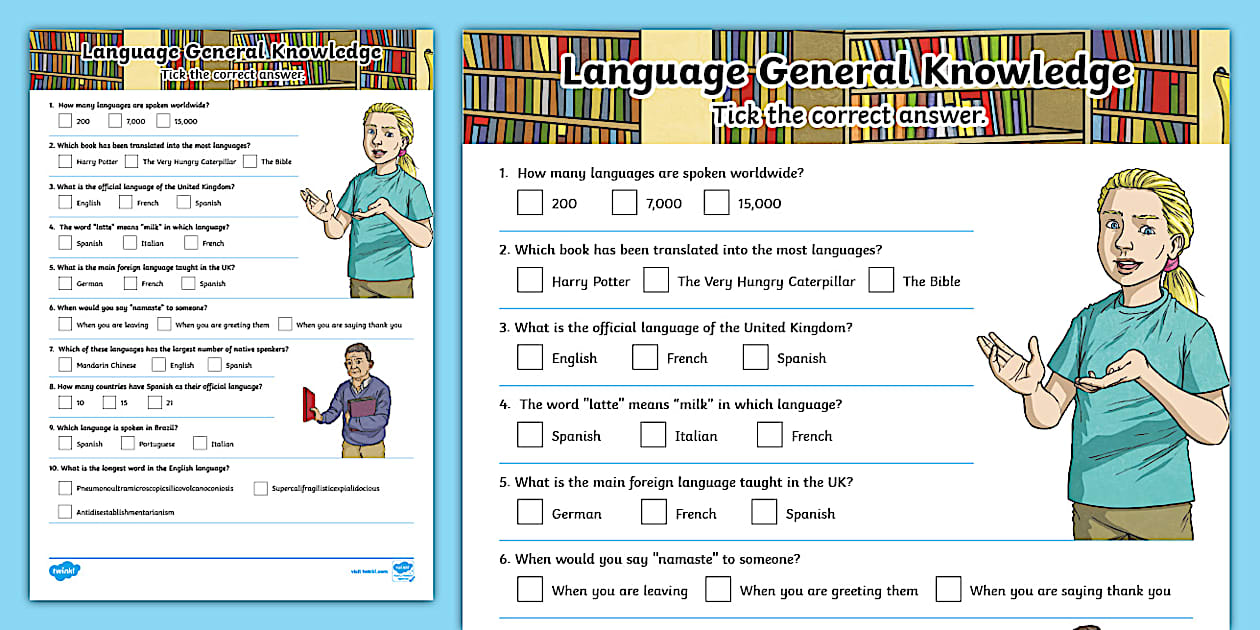 Language General Knowledge Quiz (teacher made) - Twinkl
