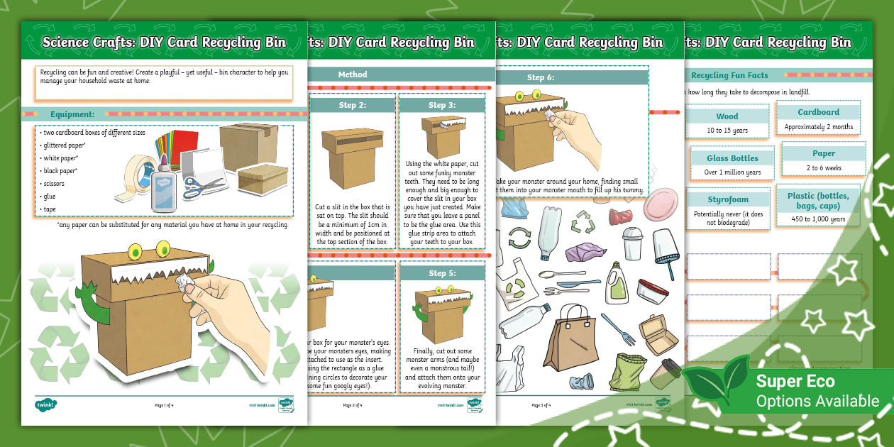 Science Crafts: DIY Card Recycling Bin (l'enseignant a fait)