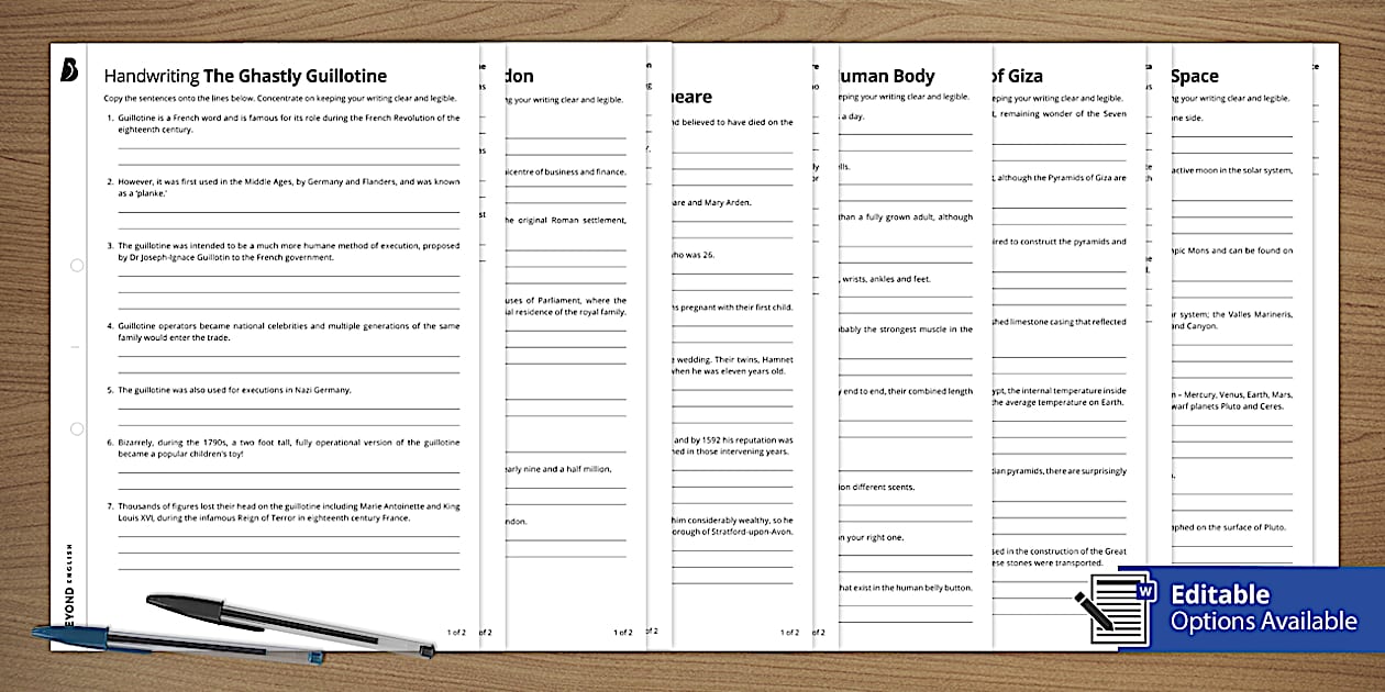 Year 7 Handwriting Worksheets | English | Beyond Secondary