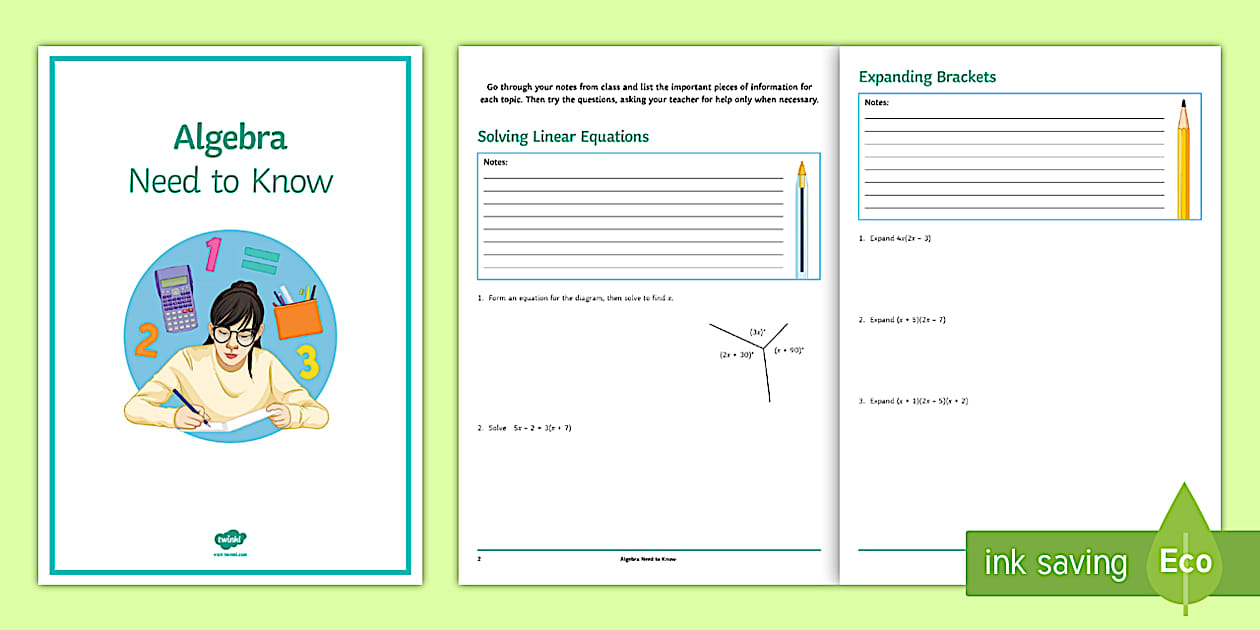 Algebra Need to Know Activity Booklet (teacher made)