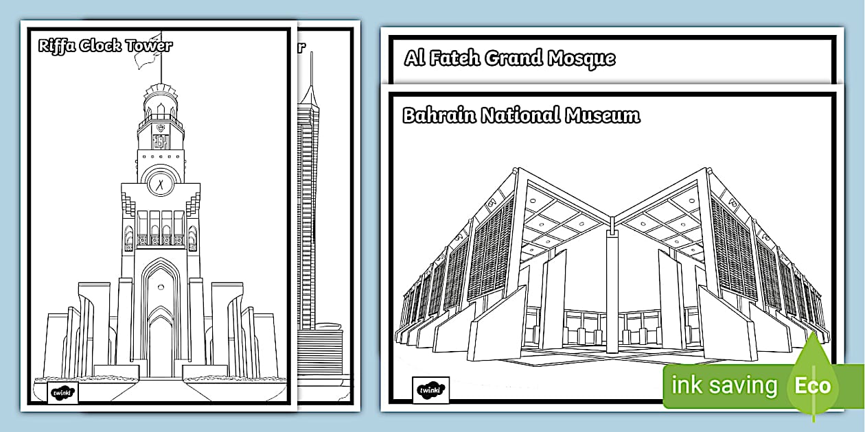 Bahrain Landmarks - KS2 Colouring Pages - Twinkl