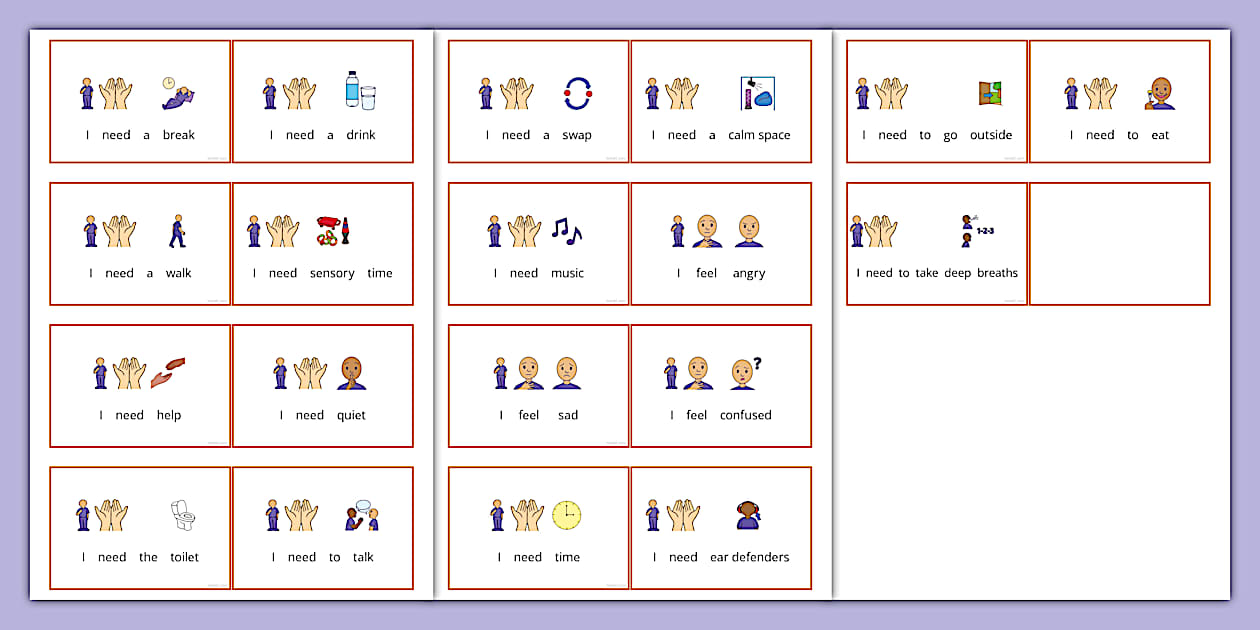 Twinkl Symbols:Older Learners:'I Need a Break' Lanyard Cards