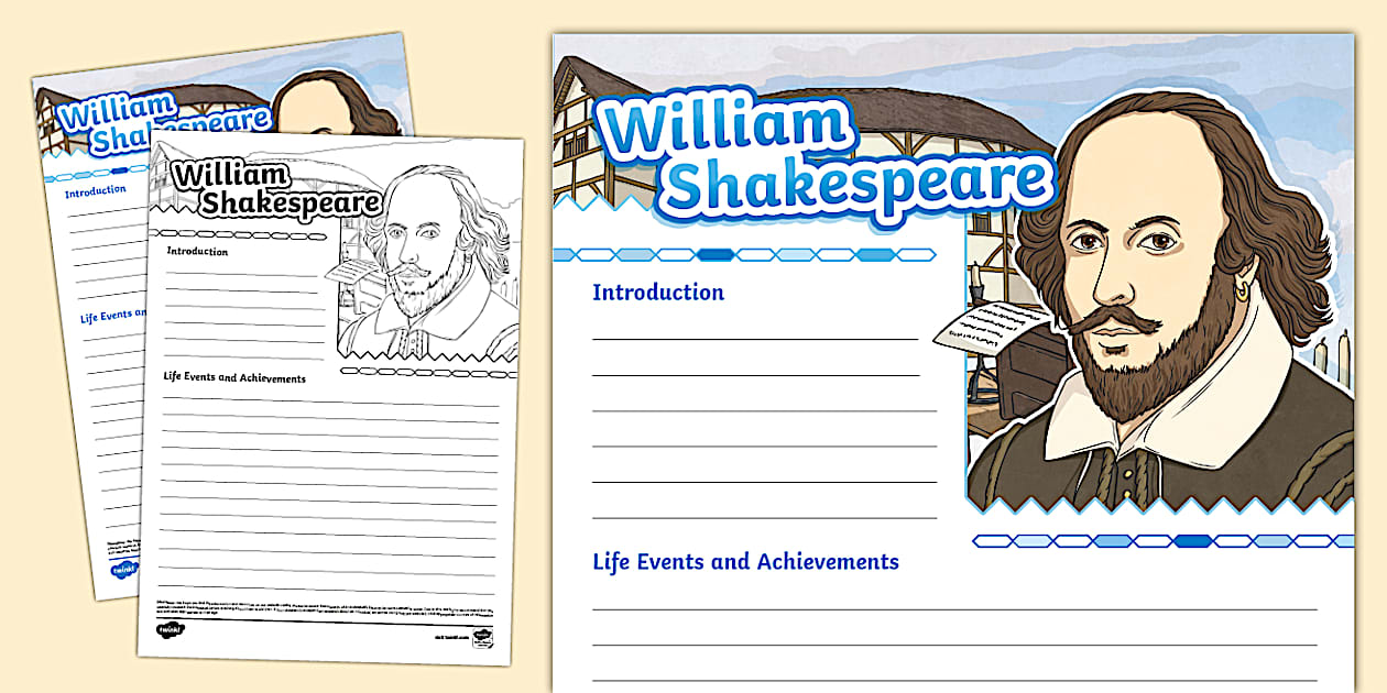 William Shakespeare Biography Template - Twinkl