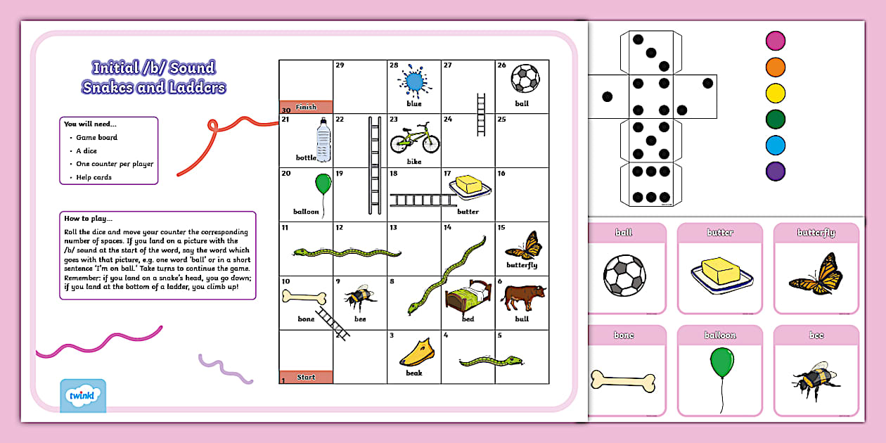 Initial /b/ Sound Snakes and Ladders (l'enseignant a fait)