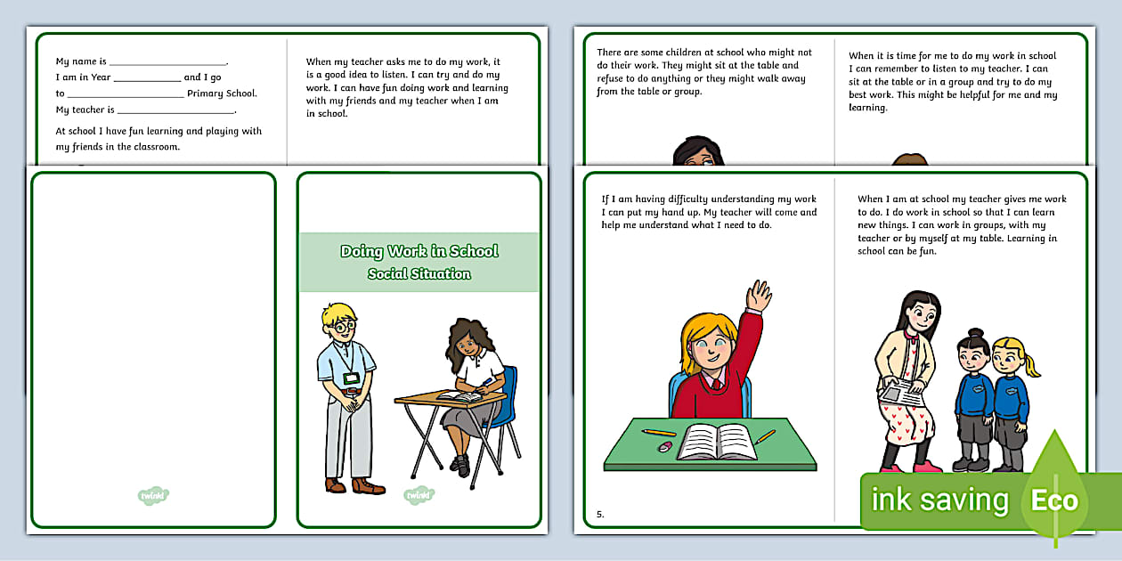 Social Situation: Doing Work in School Editable Booklet