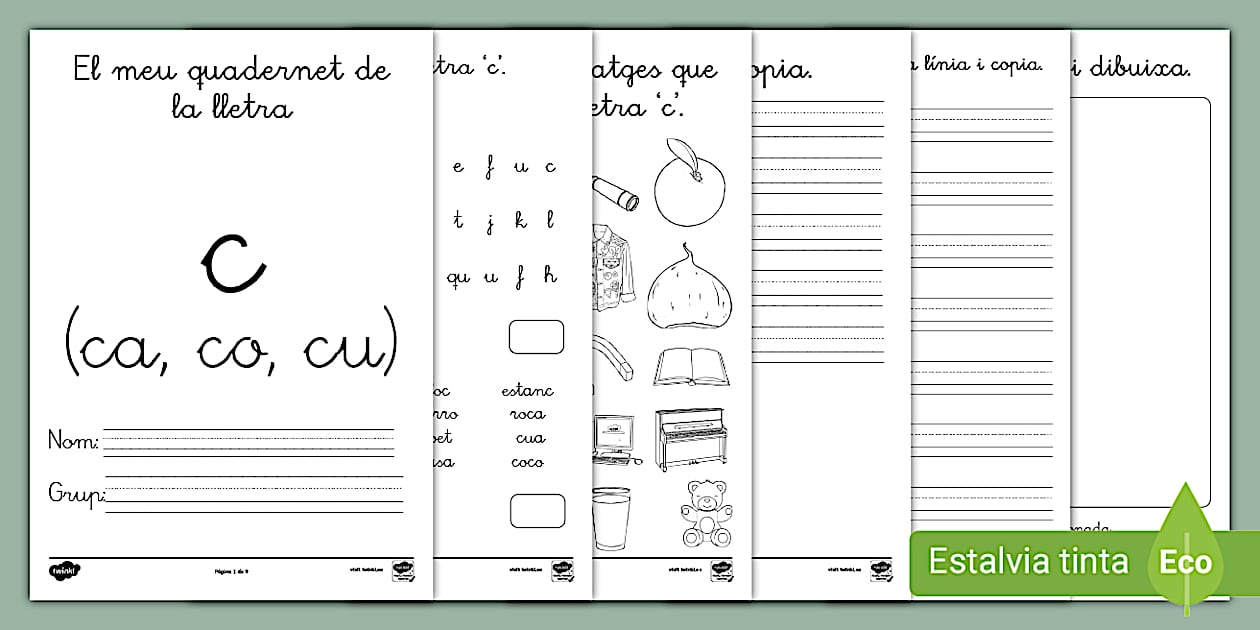 Quadernet de lectoescriptura: La lletra C ca co cu - Català