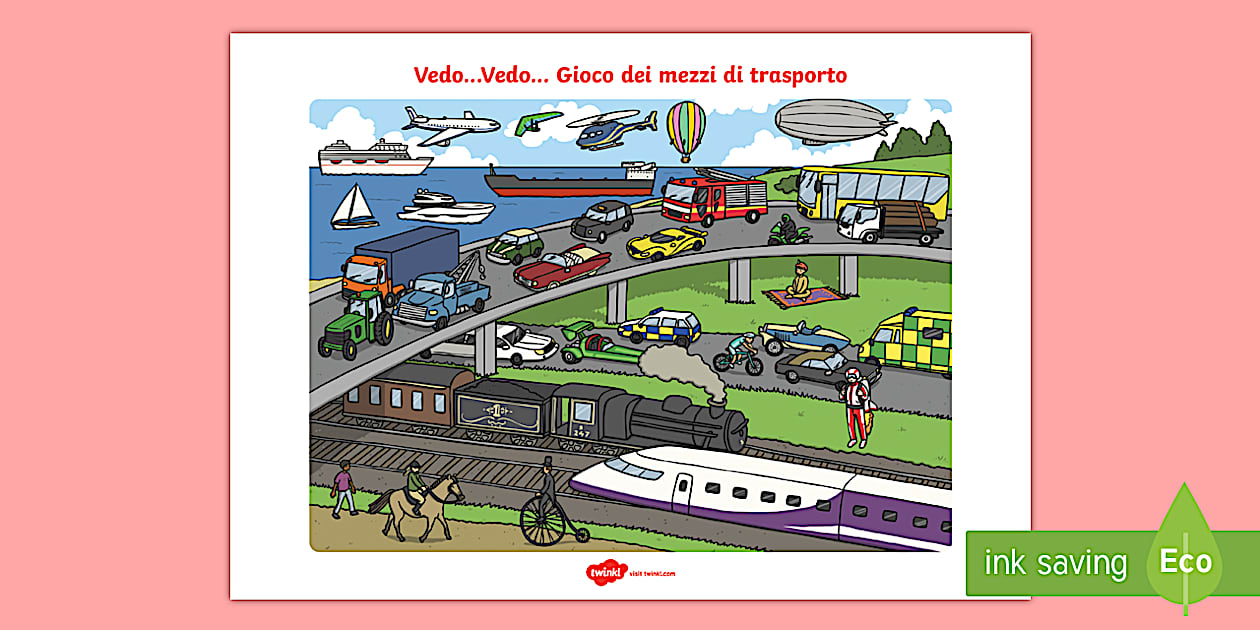 Vedo Vedo Gioco dei mezzi di trasporto Attività - Twinkl