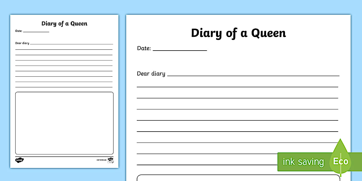 The Diary of a Queen Writing Worksheet / Worksheet - Twinkl
