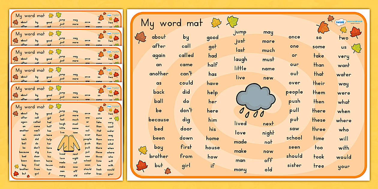 TAS Autumn Themed KS1 Word Mats (teacher made) - Twinkl