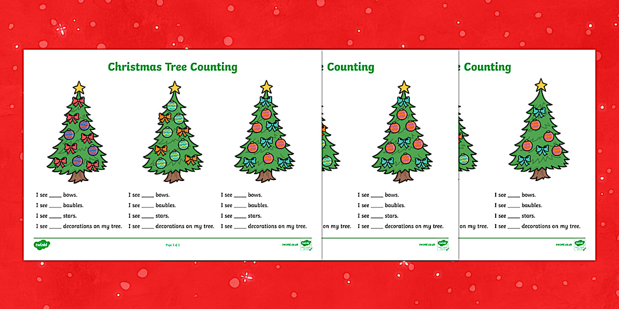 Christmas Tree Counting Worksheets