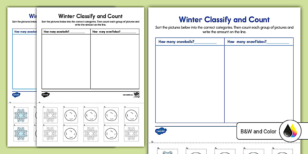 Winter Classify and Count Worksheet | Science | Twinkl USA