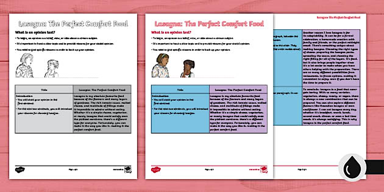 Mentor Text Opinion Writing – Writing Model for Students