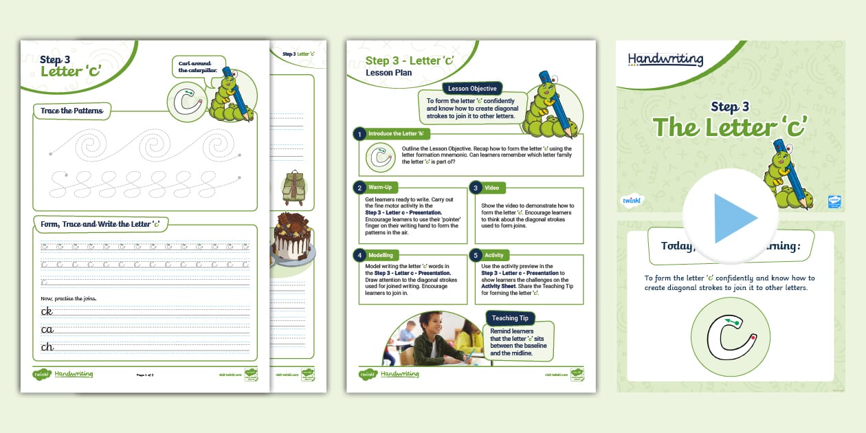 Step 3 Curly Caterpillar Letter 'c' Pack (teacher made)