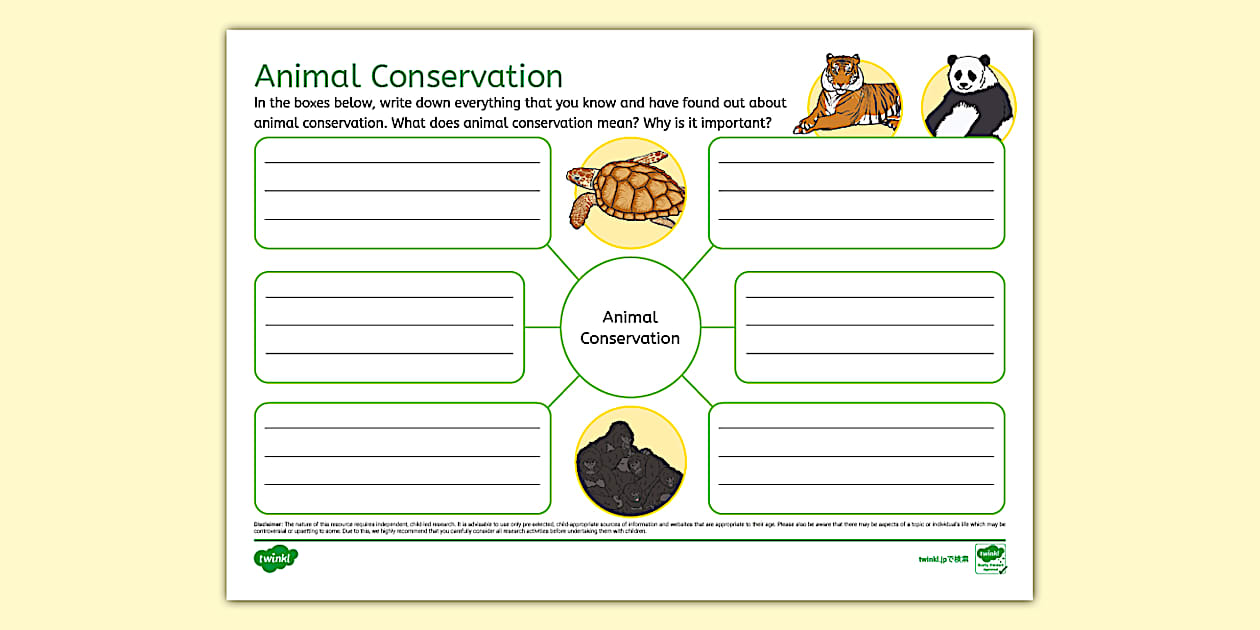Animal Conservation Mind Map (teacher made) - Twinkl