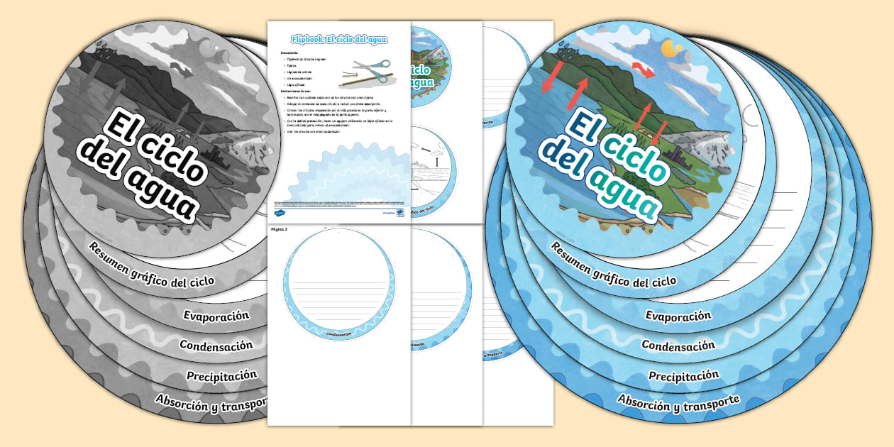 Flipbook: El ciclo del agua (Hecho por educadores) - Twinkl