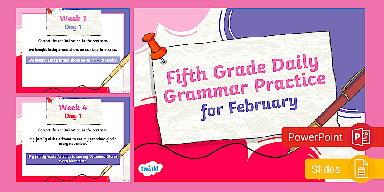 Fifth Grade Daily Grammar Practice for February - Twinkl