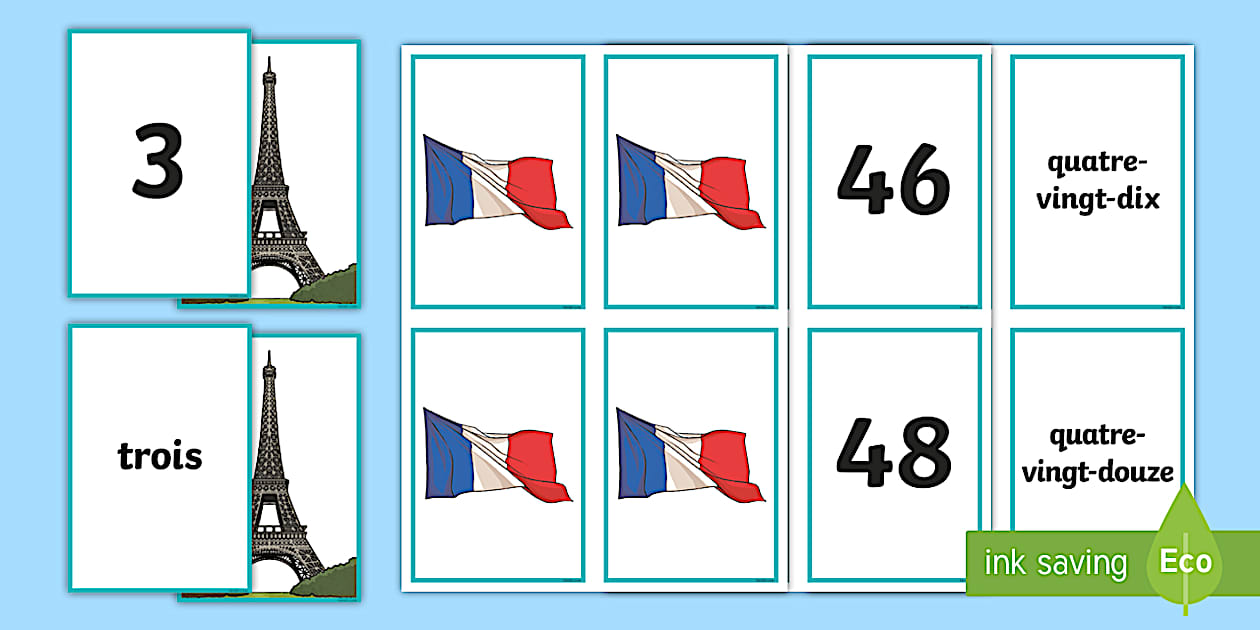 French Number Snap Matching Cards