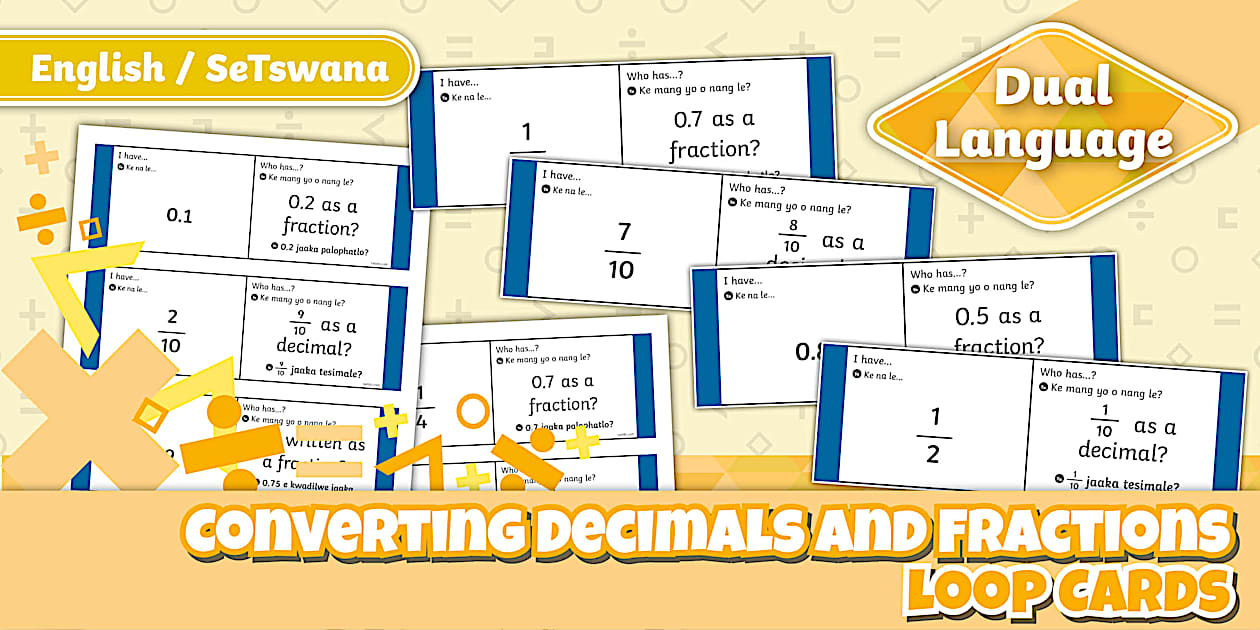 Grade 7 Maths - Term 2 - Converting Decimals and Fractions Loop Cards ...