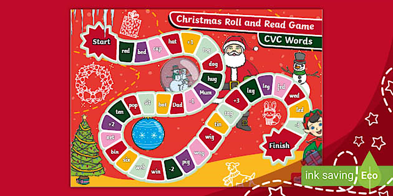 Christmas Roll and Read Game (Teacher-Made) - Twinkl